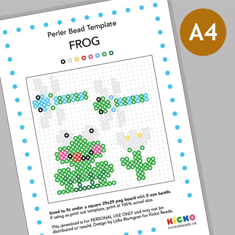 FROG Decoration Hama Fuse Beads Pyssla Forest Templates Tutorial ...