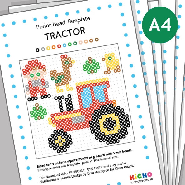 6x FARM Tractor Perler Patterns, Hama Fuse Pyssla Beads Templates ...