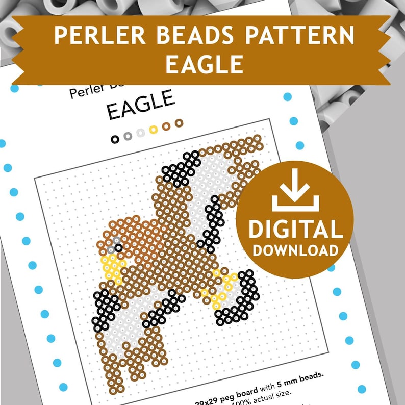 EAGLE Decoration Hama Fuse Beads Bird Pyssla Forest Templates Tutorial ...