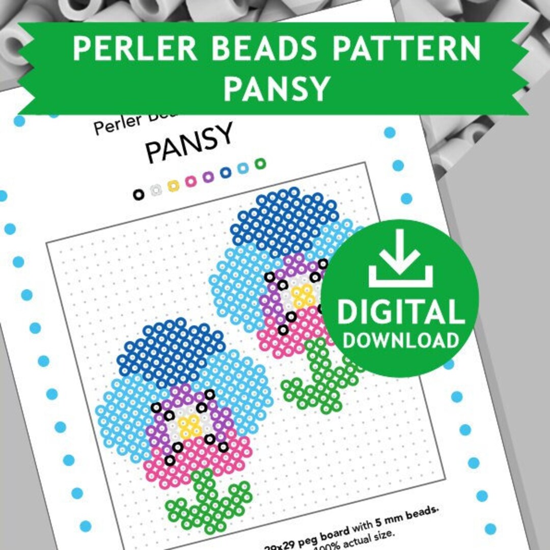 PANSY Perler Beads Spring Decoration Hama Fuse Beads Pyssla Present ...