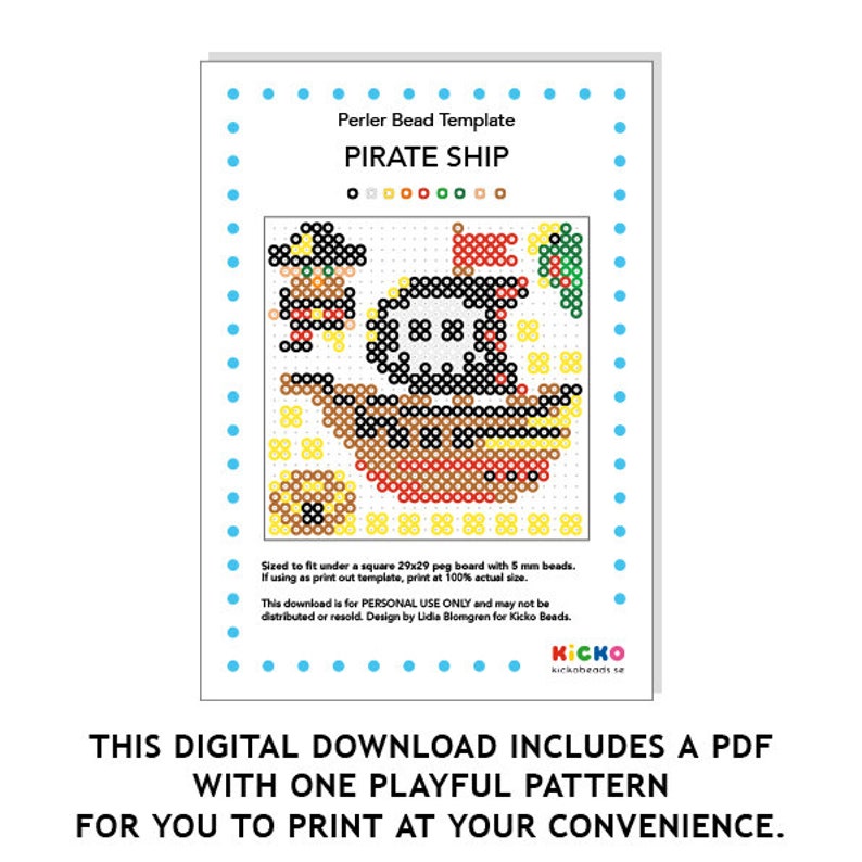 PIRATE SHIP, Fuse Beads Melting Beads Pattern Pyssla Present Templates ...