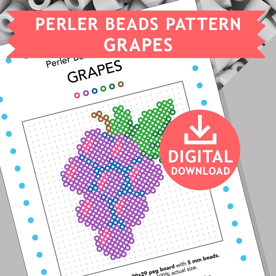 GRAPES Fruits Kids Crafts Fuse Beads Pyssla Templates Tutorial ...
