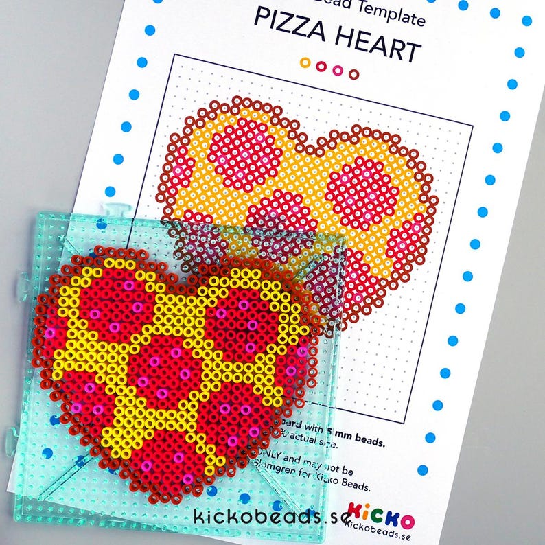 PIZZA HEART Perler Beads Patterns Kids Crafts Fuse Beads Hama Pyssla ...