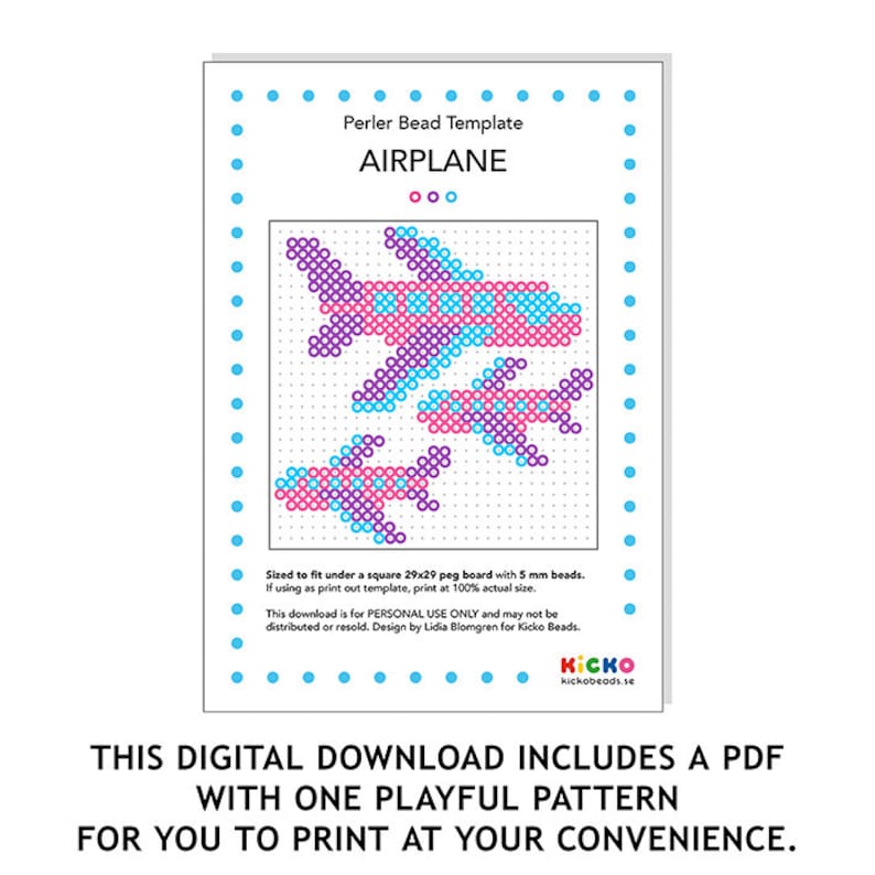 AIRPLANE Perler Patterns, Decoration Hama Fuse Beads Pyssla Present ...