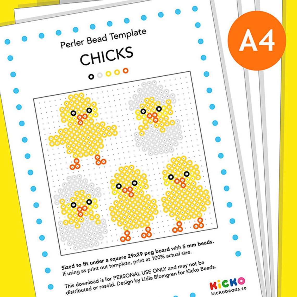 4x Easter Perler Patterns, Decoration Hama Fuse Beads Pyssla Nabbi ...