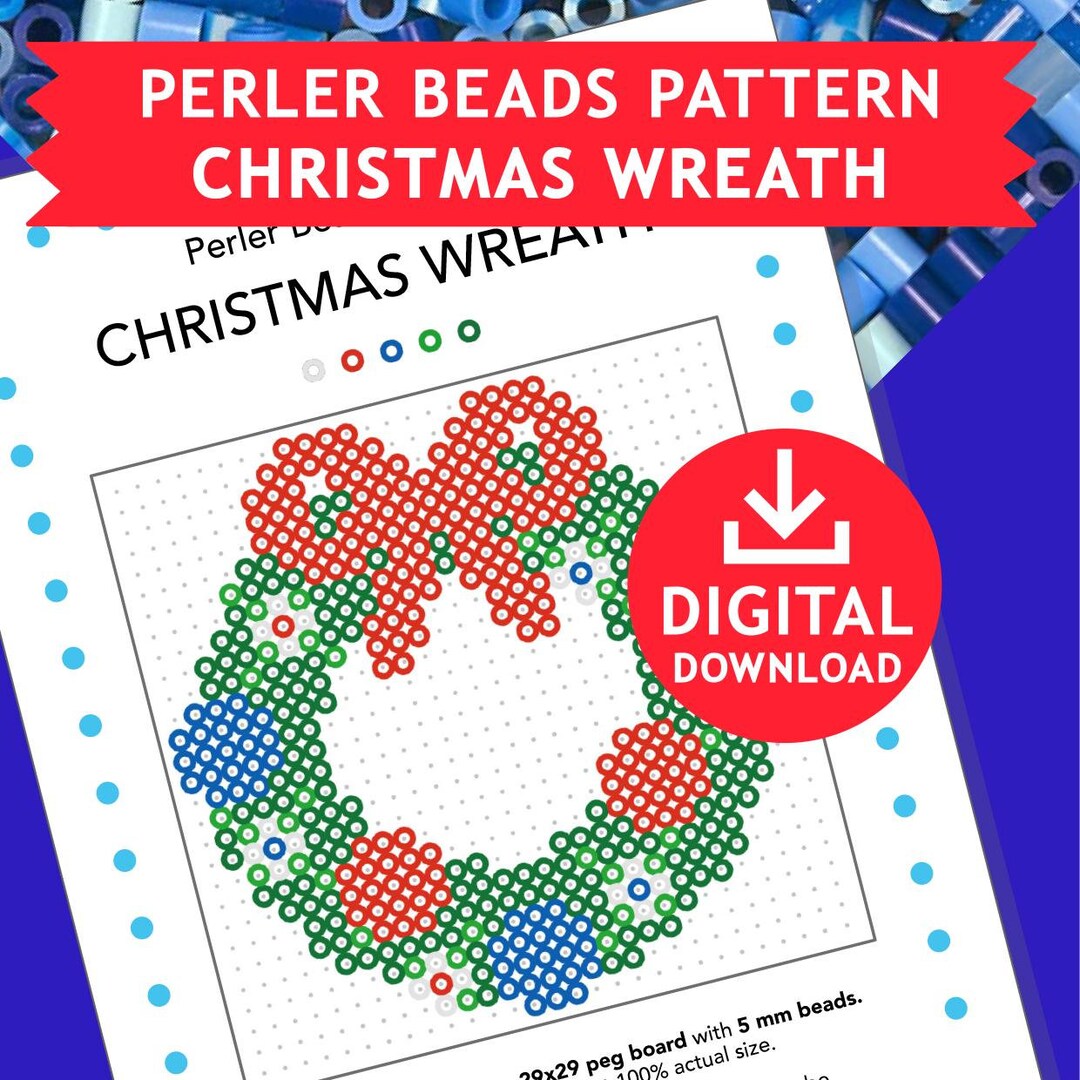 CHRISTMAS WREATH X-mas Decoration Hama Fuse Beads Pyssla Present ...