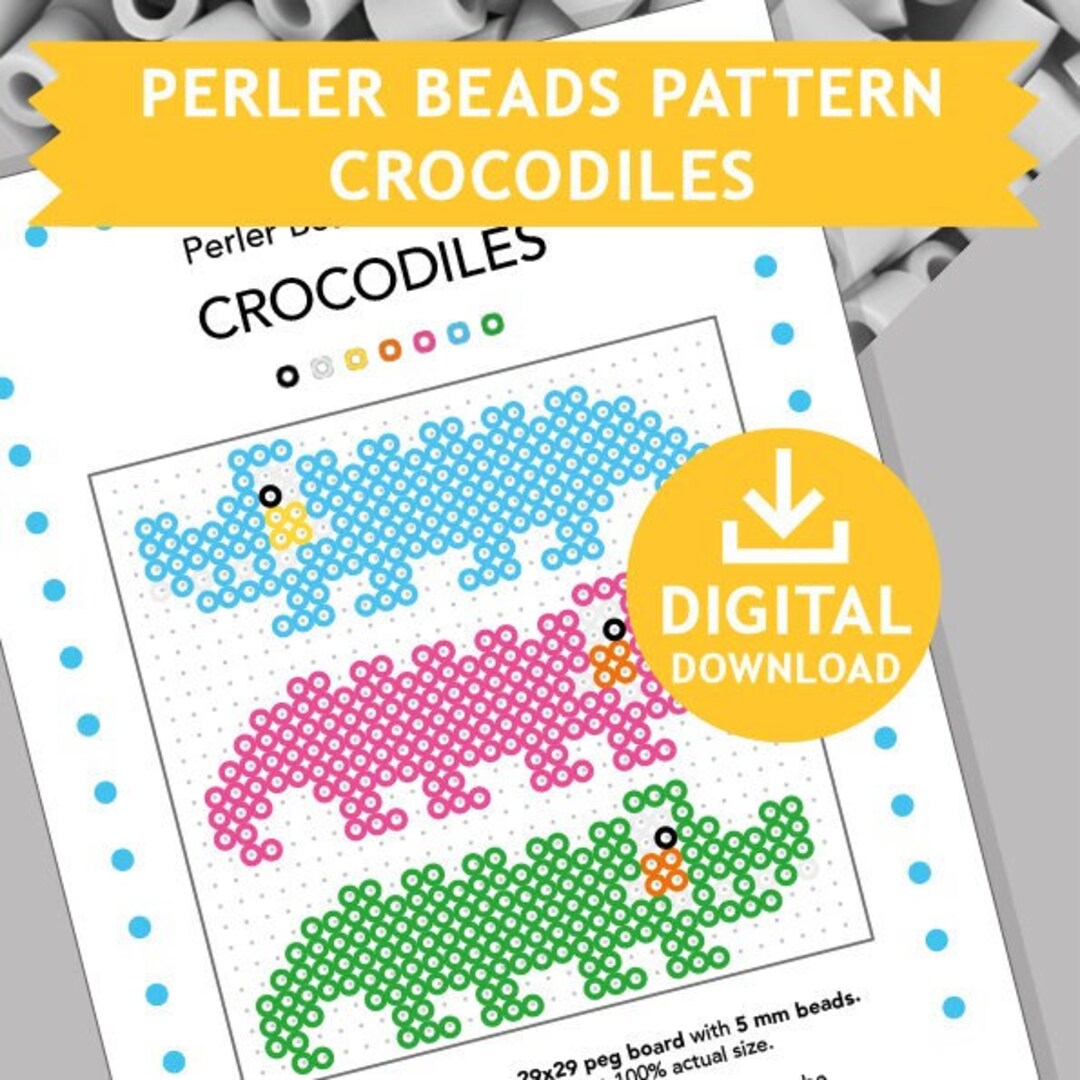 CROCODILES Mini Decoration Hama Fuse Beads Pyssla Templates Tutorial ...