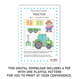 TRACTOR Perler Patterns, Decoration Hama Fuse Beads Pyssla Present ...