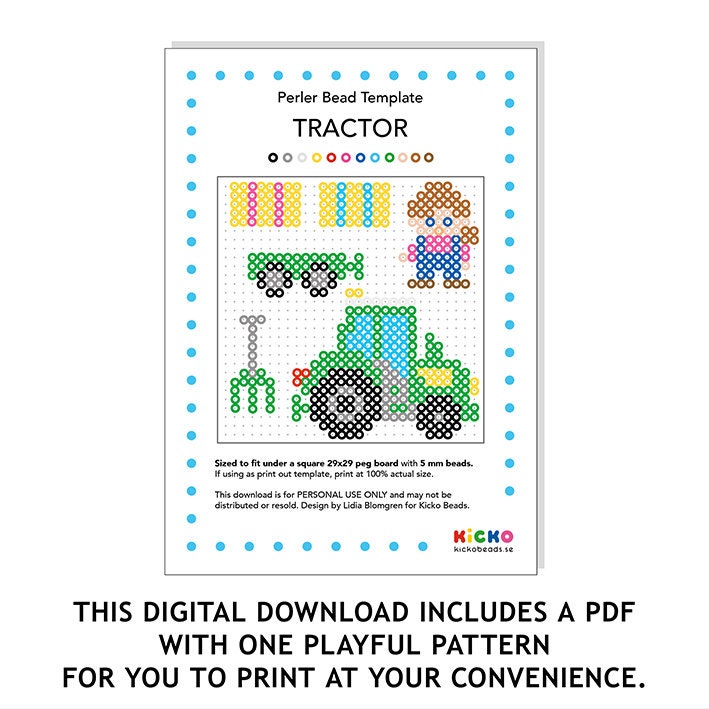 TRACTOR Perler Patterns, Decoration Hama Fuse Beads Pyssla Present ...