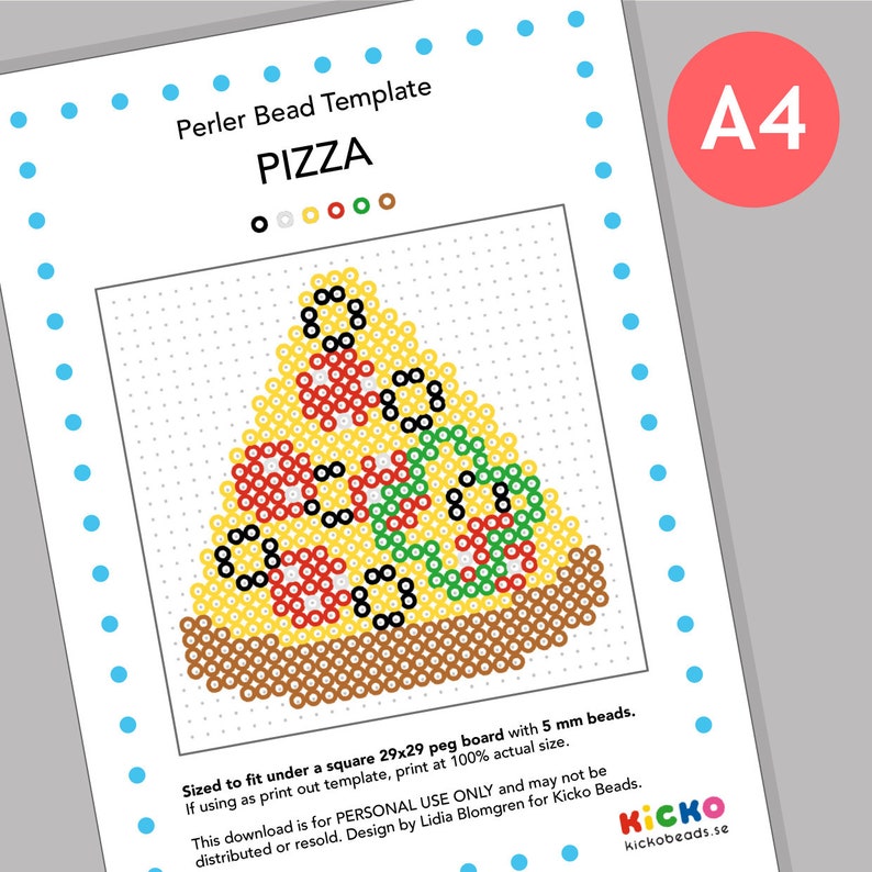 PIZZA Kids Crafts Idea Fuse Beads Template Perler Beads Pattern - Etsy