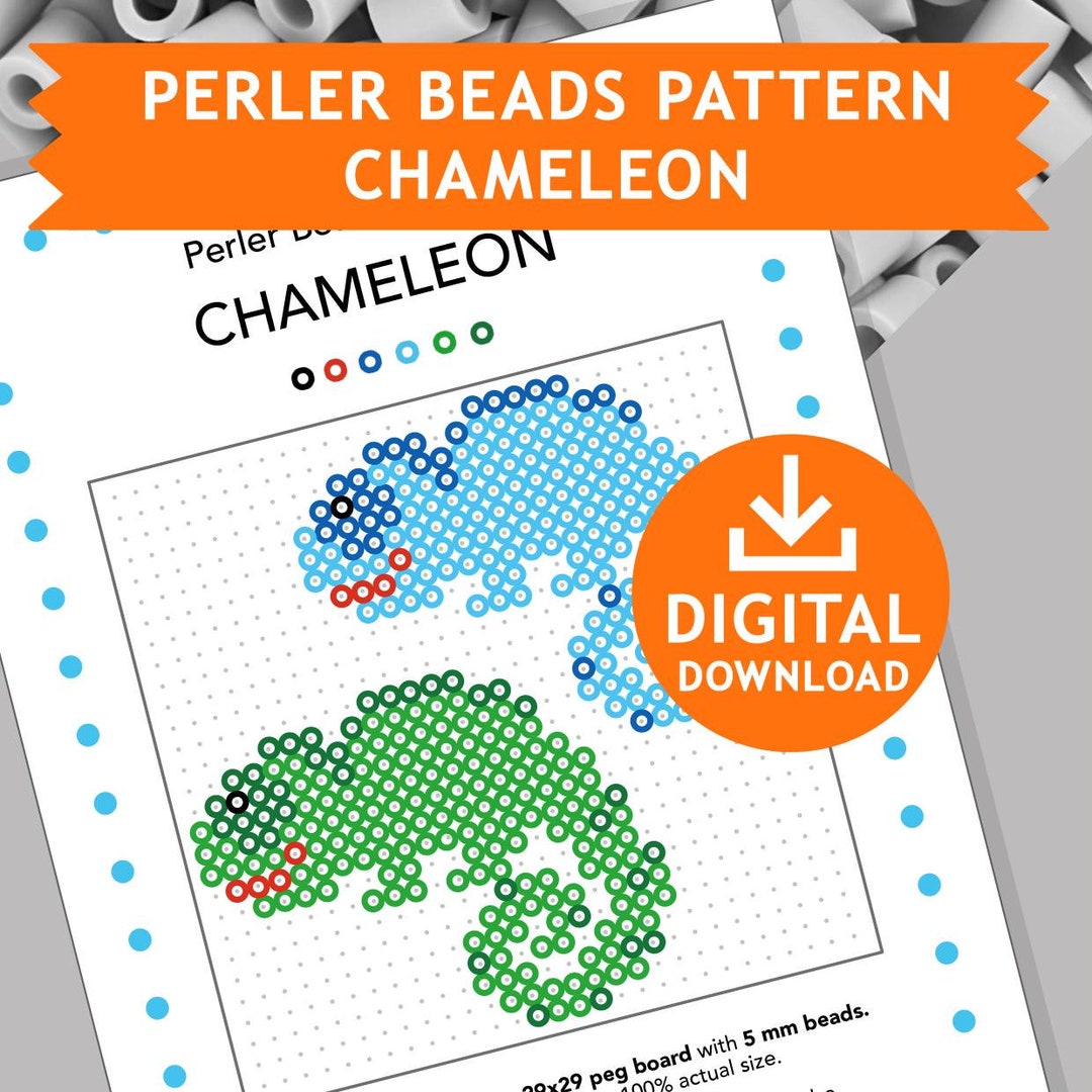 CHAMELEON Jungle Perler Beads Fuse Beads Template Activity Sheets Kids ...