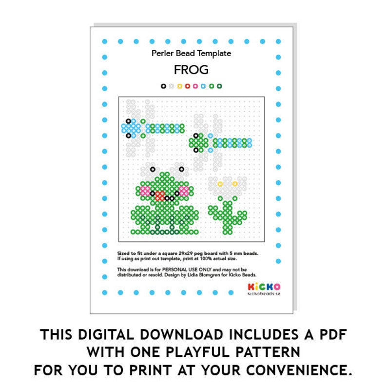FROG Decoration Hama Fuse Beads Pyssla Forest Templates Tutorial ...