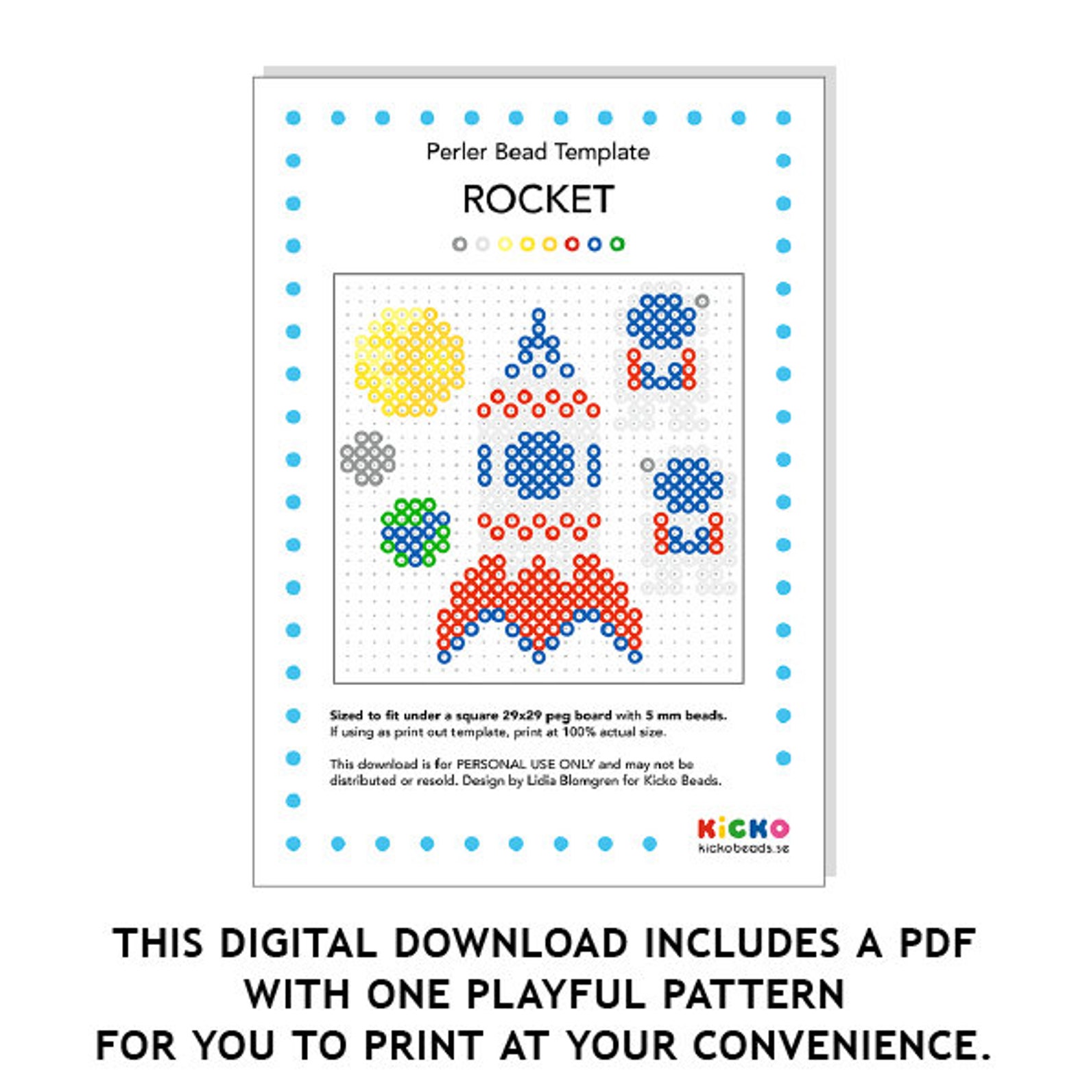 ROCKET Perler Patterns Kids Crafts Outer Space Fuse Bead Template Hama ...