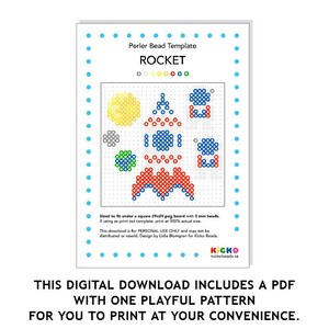 ROCKET Perler Patterns Kids Crafts Outer Space Fuse Bead Template Hama Pyssla Melty Rocket ...