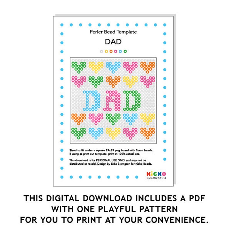 DAD Perler Beads Patterns Hama Fuse Beads Pyssla Nabbi Templates ...