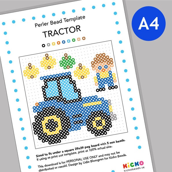 TRACTOR Perler Patterns, Decoration Hama Fuse Beads Pyssla Present ...