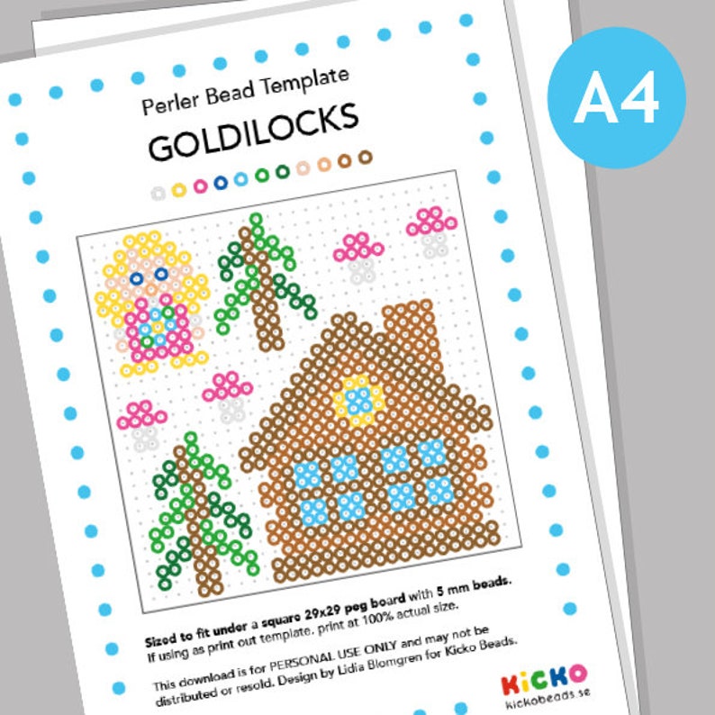 2x GOLDILOCKS AND THE Three Bears Fairy Tales Hama Fuse Beads Pyssla ...