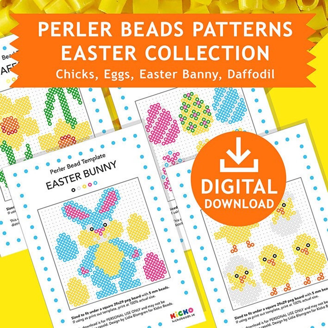 4x EASTER Perler Patterns, Decoration Hama Fuse Beads Pyssla Nabbi ...