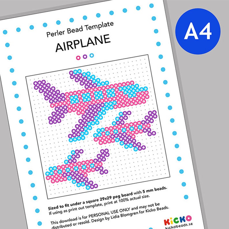 AIRPLANE Perler Patterns, Decoration Hama Fuse Beads Pyssla Present ...
