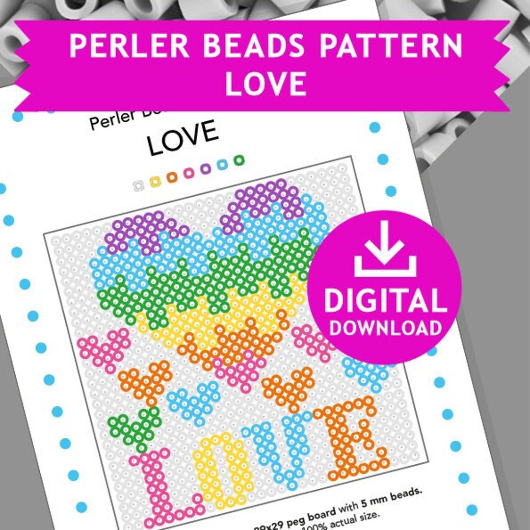 LOVE, Craft Hama Fuse Beads Pyssla Present Templates Tutorial Printable ...