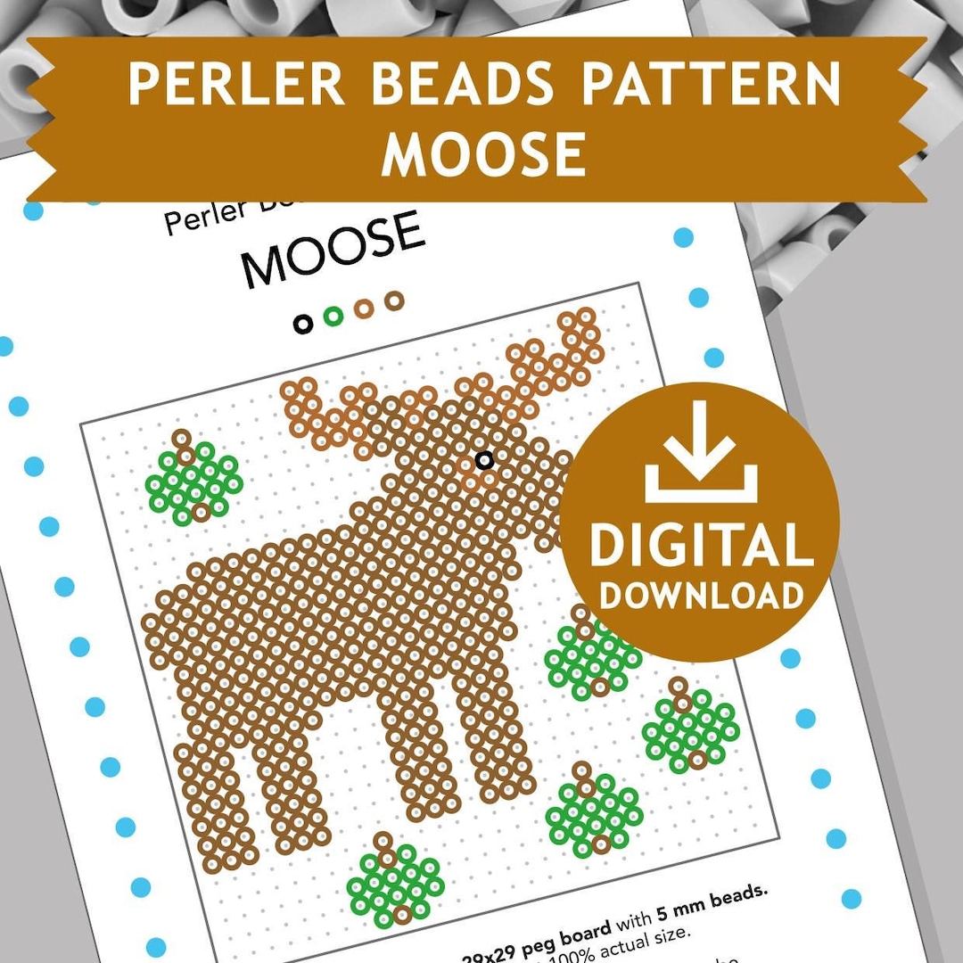 MOOSE Decoration Hama Fuse Beads Pyssla Templates Tutorial Printable ...