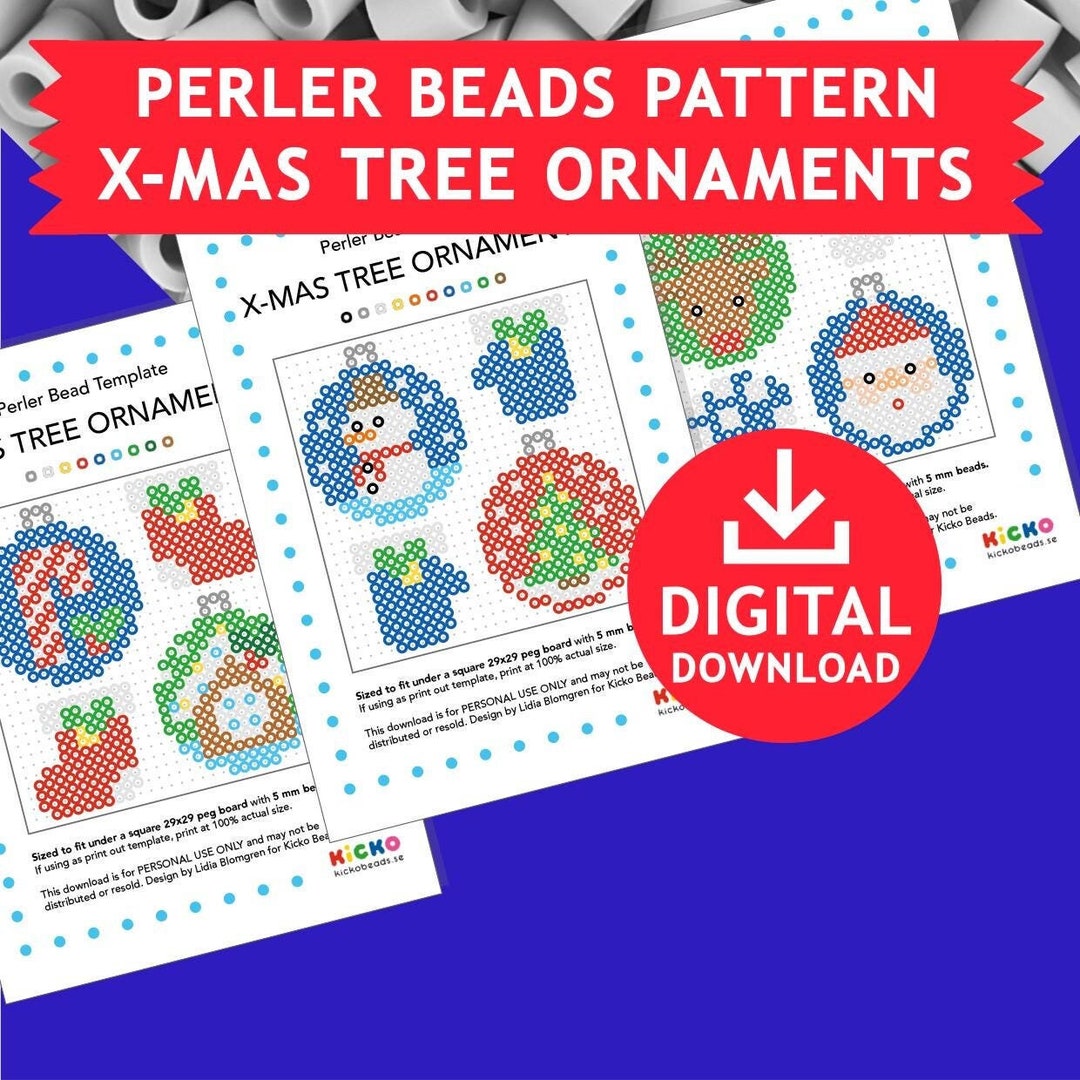 3x X-MAS TREE ORNAMENTS Baubles Kids Crafts Fuse Beads Perler Hama ...