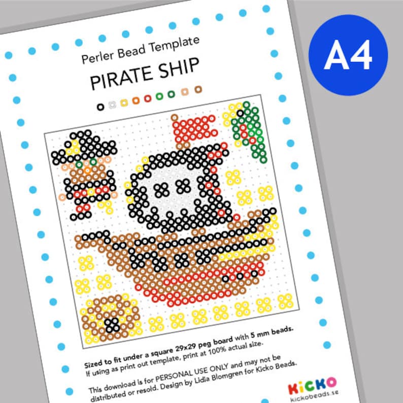 PIRATE SHIP, Fuse Beads Melting Beads Pattern Pyssla Present Templates ...