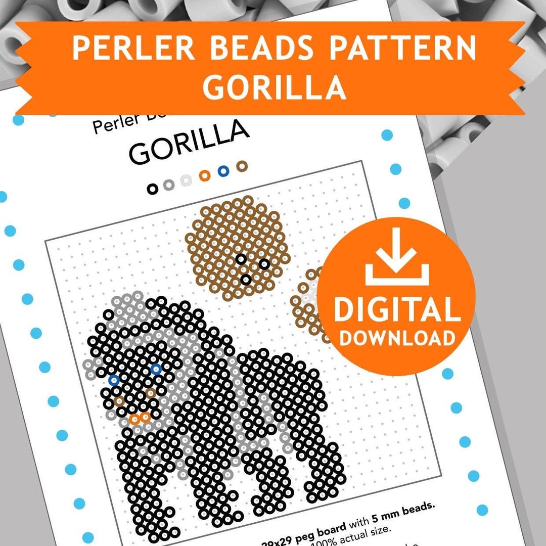 Gorilla Perler Bead Pattern: Jungle Fuse Bead Template (digital ...