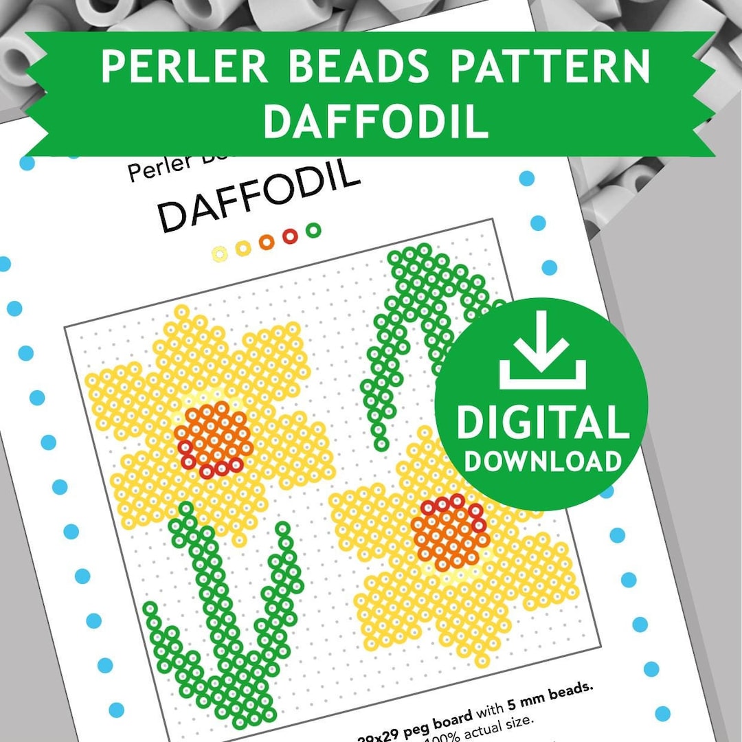 DAFFODIL Decoration Hama Fuse Beads Pyssla Present Templates Tutorial ...