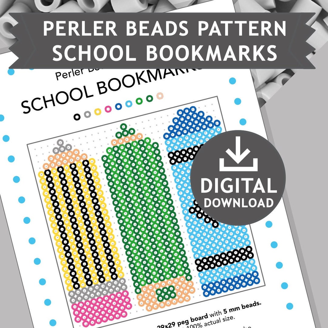 SCHOOL BOOKMARKS Kids Crafts Fuse Beads Template Crayon Pencil Pen ...