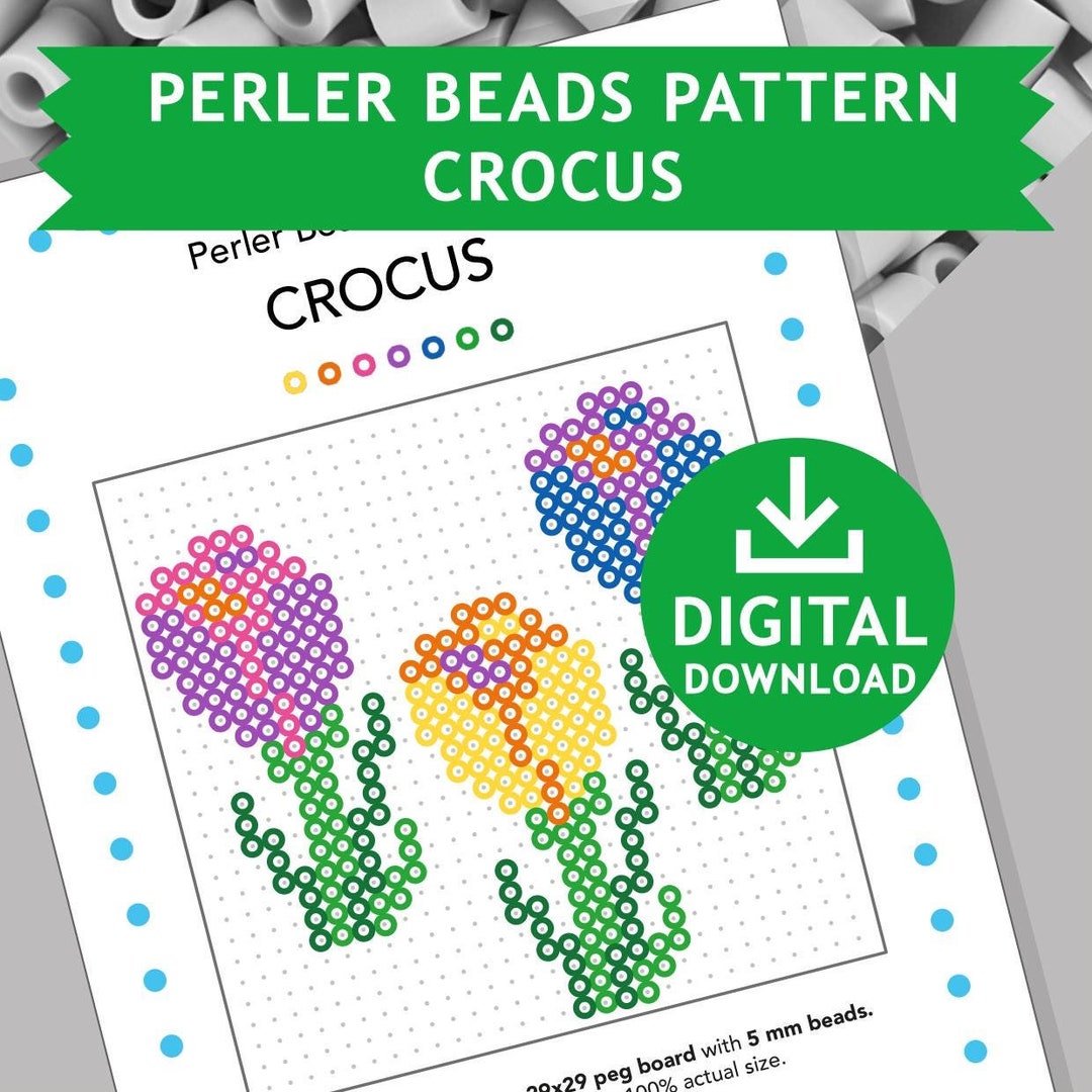 CROCUS Decoration Hama Fuse Beads Pyssla Present Templates Tutorial ...