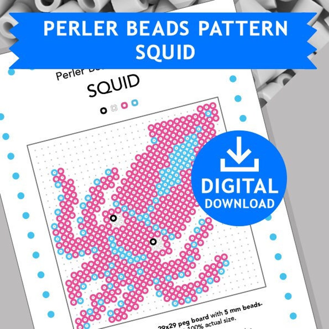 SQUID Perler Patterns Sea Ocean Octopus Fish Hama Fuse Beads Pyssla ...