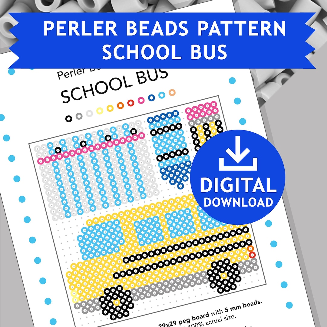 SCHOOL BUS Vehicles Fuse Beads Template Perler Beads Patterns Kids ...