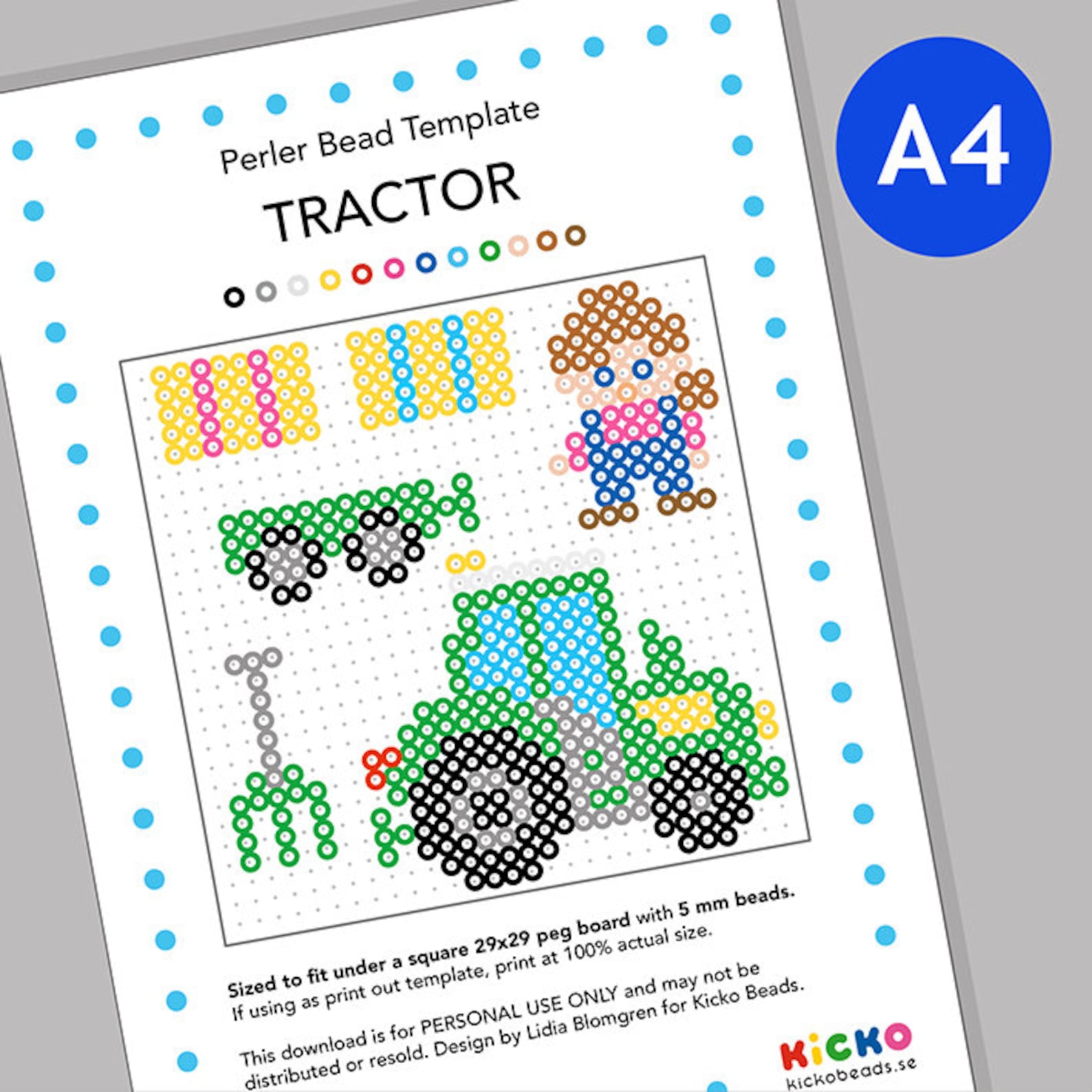 TRACTOR Perler Patterns, Decoration Hama Fuse Beads Pyssla Present ...