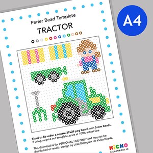 TRACTOR Perler Patterns, Decoration Hama Fuse Beads Pyssla Present ...