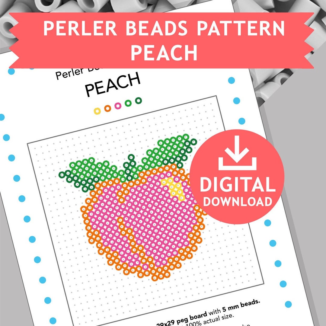 PEACH Fruit Perler Beads Patterns Fuse Beads Templates Kids Crafts Hama ...