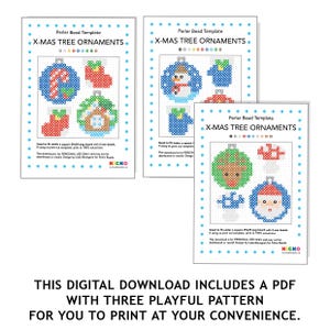 3x X-MAS TREE ORNAMENTS Baubles Kids Crafts Fuse Beads Perler Hama ...
