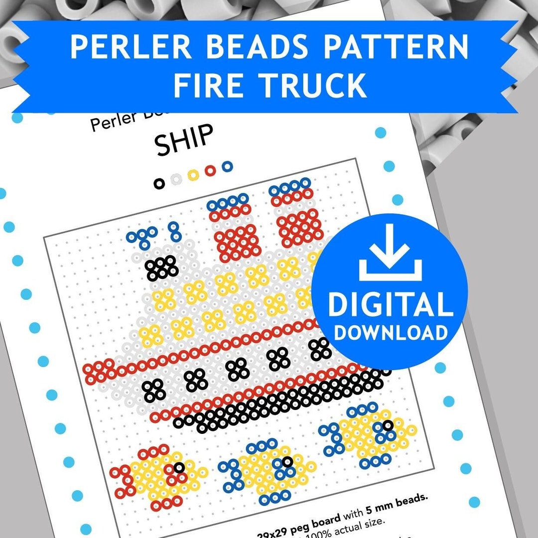 SHIP, Kids Craft Fuse Beads Pyssla Present Templates Tutorial Printable ...