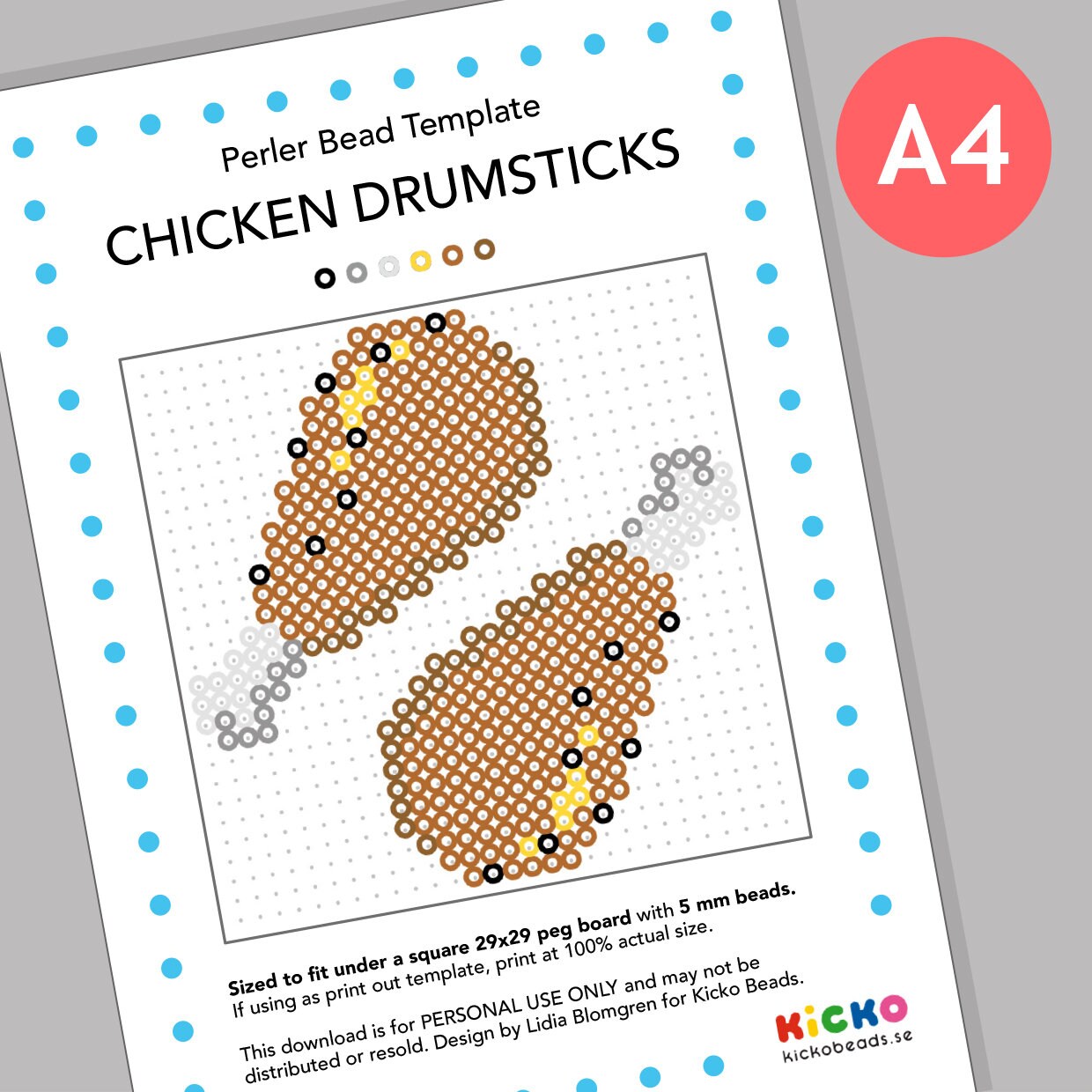 Chicken Drumsticks Perler Beads Pattern: Kids Craft (digital Download ...