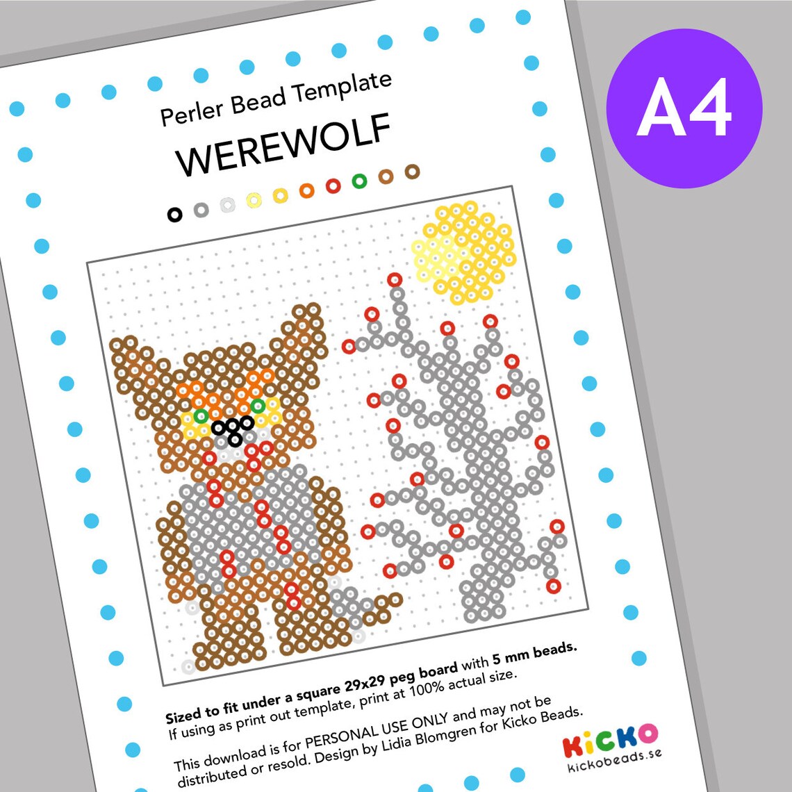 WEREWOLF Halloween Kids Crafts Fuse Beads Ideas Party Decoration ...