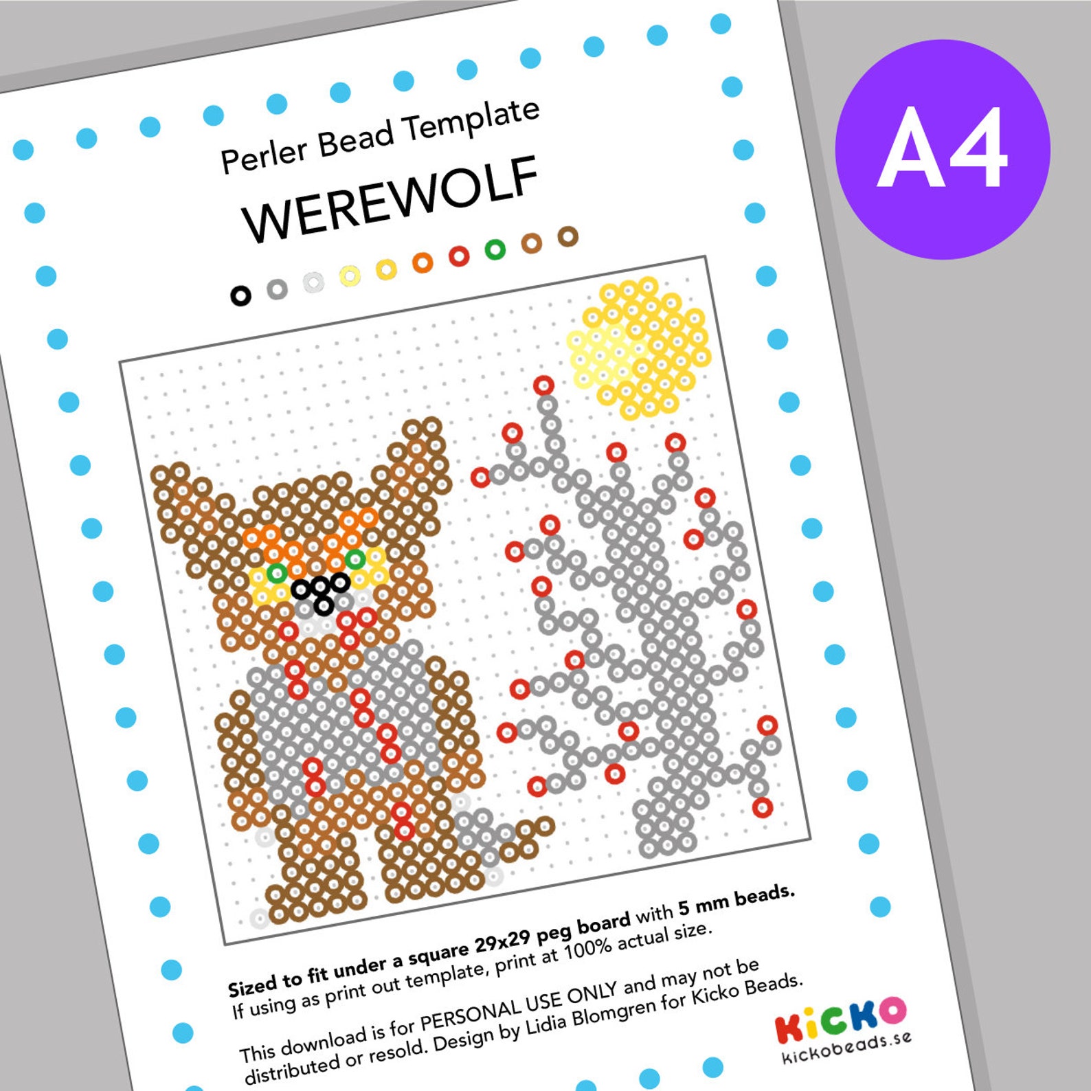 WEREWOLF Halloween Kids Crafts Fuse Beads Ideas Party Decoration ...