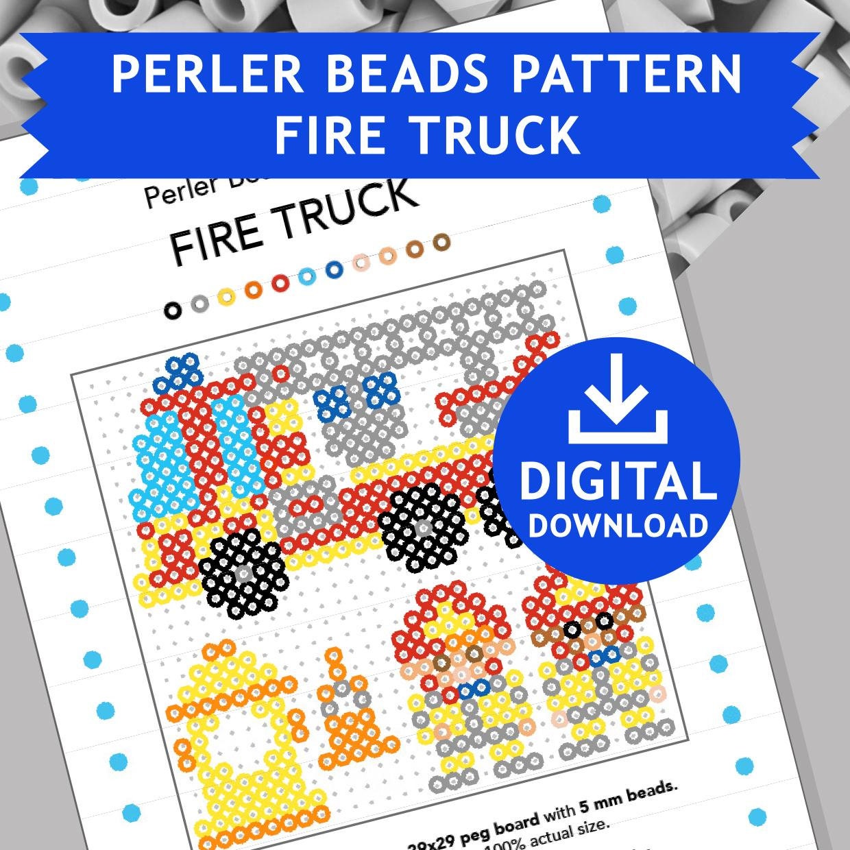 FIRE TRUCK, Vehicles Kids Craft Fuse Beads Pyssla Present Templates ...