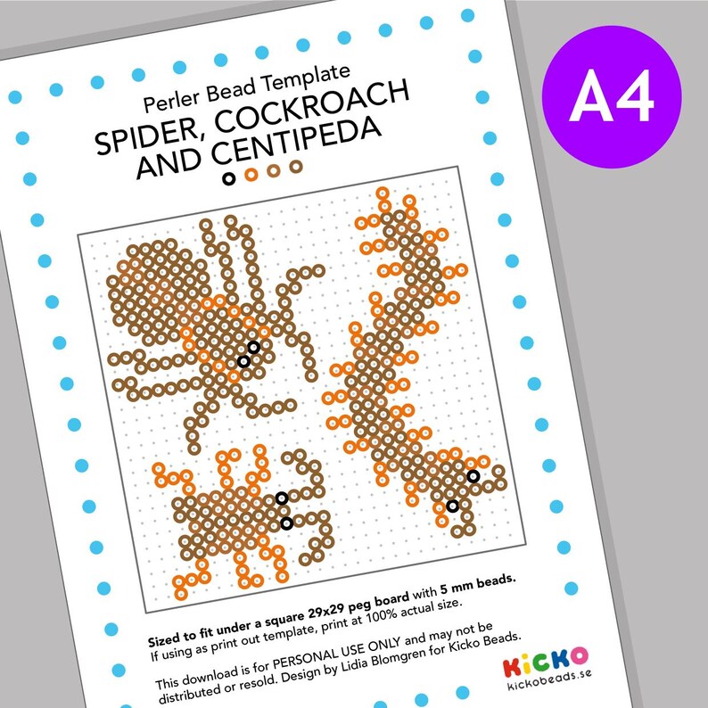 SPIDER, COCKROACH, CENTIPEDA Halloween Crafts Perler Beads Fuse Beads ...