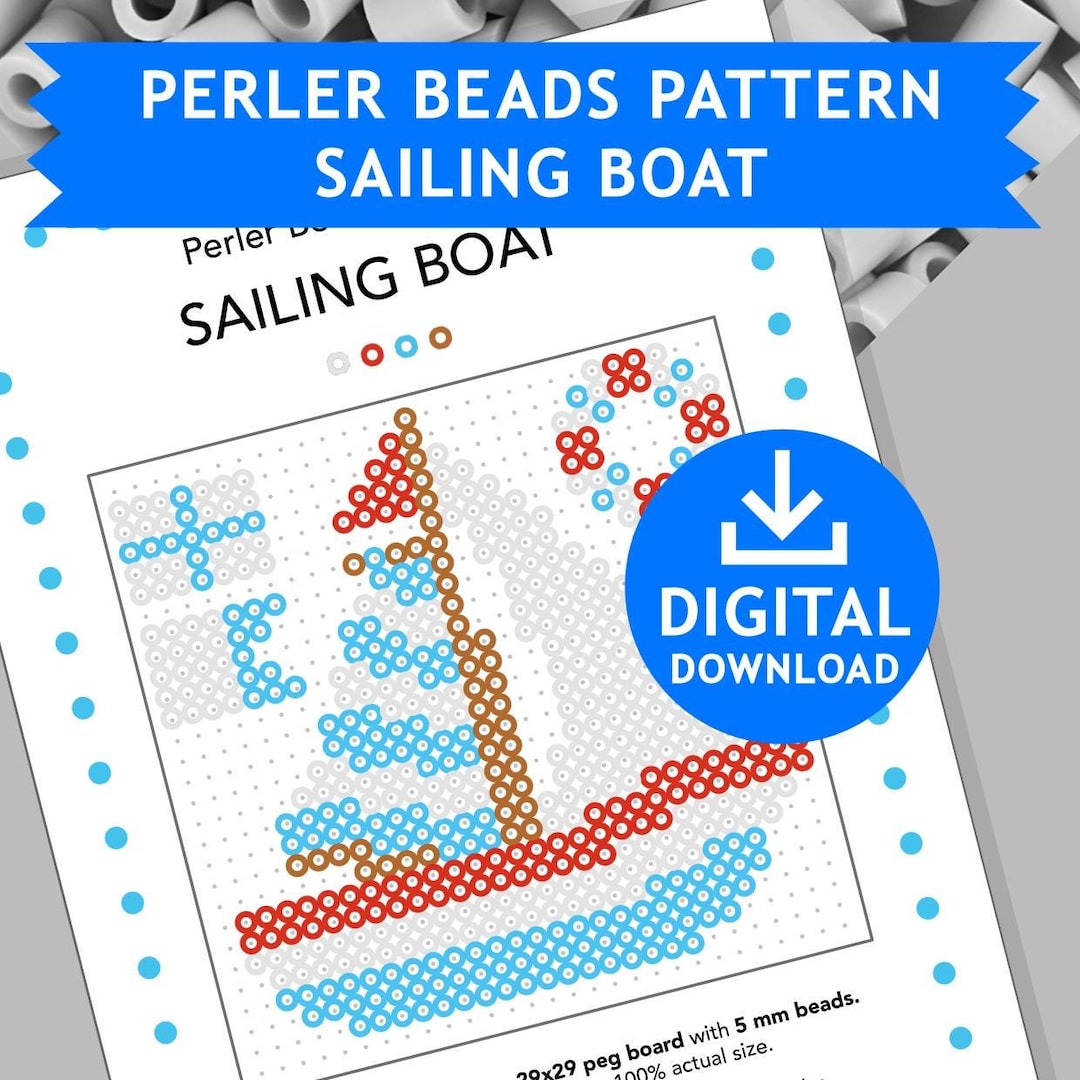 SAILING BOAT, Kids Craft Decoration Fuse Beads Pyssla Present Templates ...