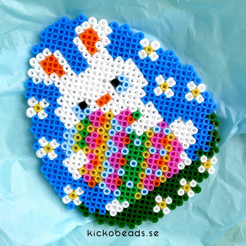 3x EASTER EGG Bunny Chickens Eggs Perler Patterns, Hama Fuse Beads ...