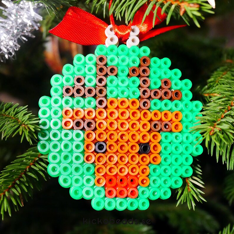 3x X-MAS TREE ORNAMENTS Baubles Kids Crafts Fuse Beads Perler Hama ...