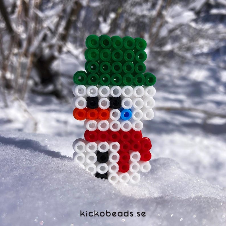 SNOWMAN Christmas X-mas Decoration Hama Fuse Beads Pyssla Present ...