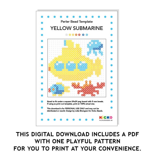 YELLOW SUBMARINE, Kids Craft Decoration Fuse Beads Pyssla Present ...