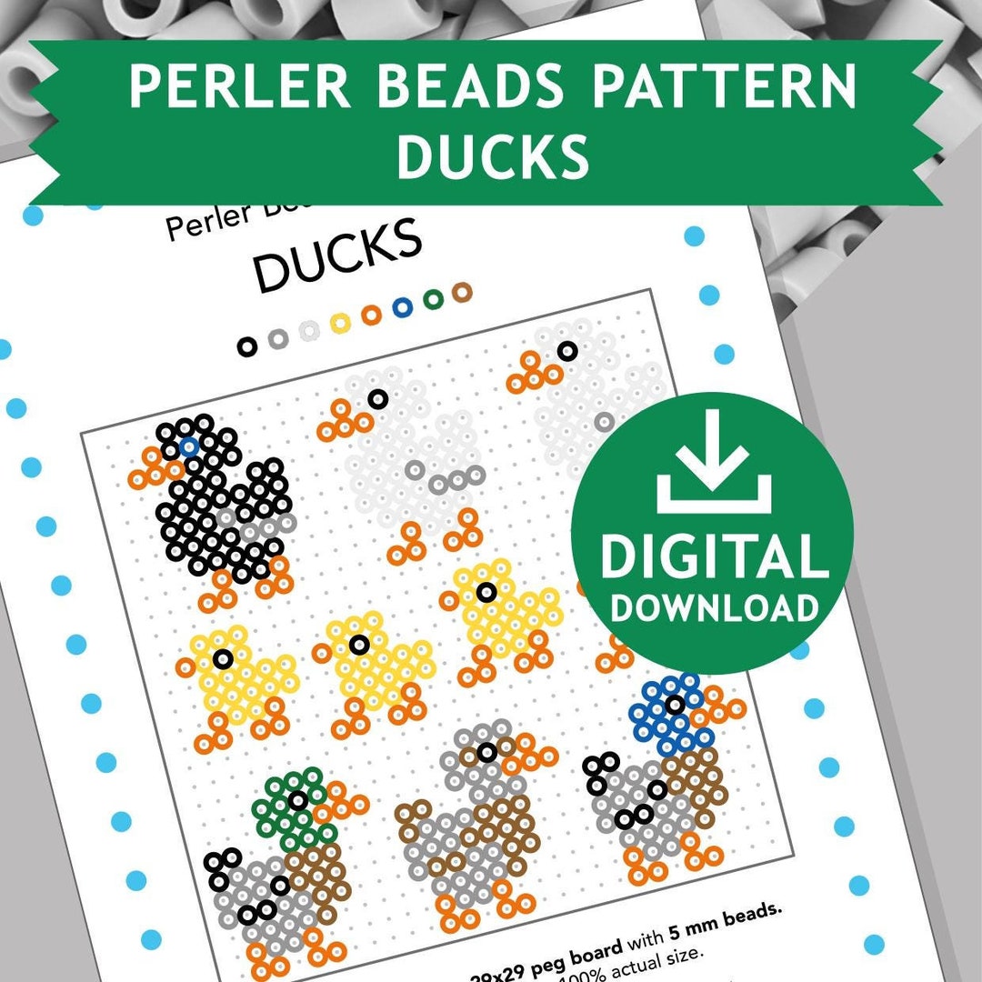 DUCKS Decoration Hama Fuse Beads Bird Pyssla Forest Templates Tutorial ...