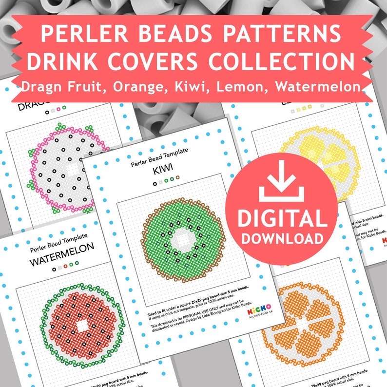 5x FRUITY DRINK COVER Watermelon Dragon Fruit Orange Lemon Kiwi Fuse ...